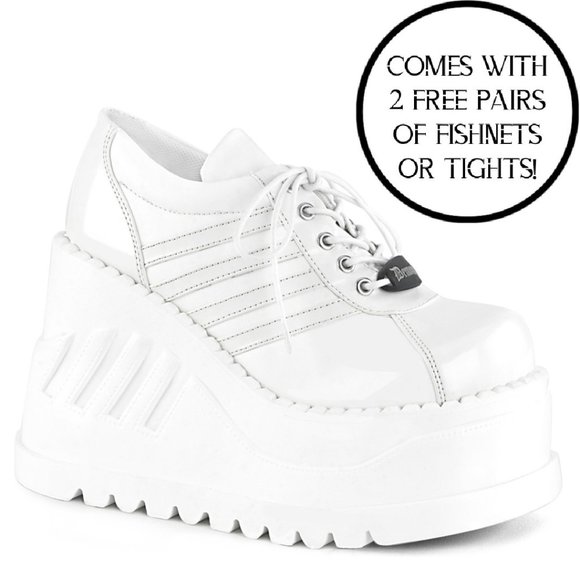 Demonia | Shoes | Demonia Stomp 8 White Wedge Platform Sneaker Shoe ...